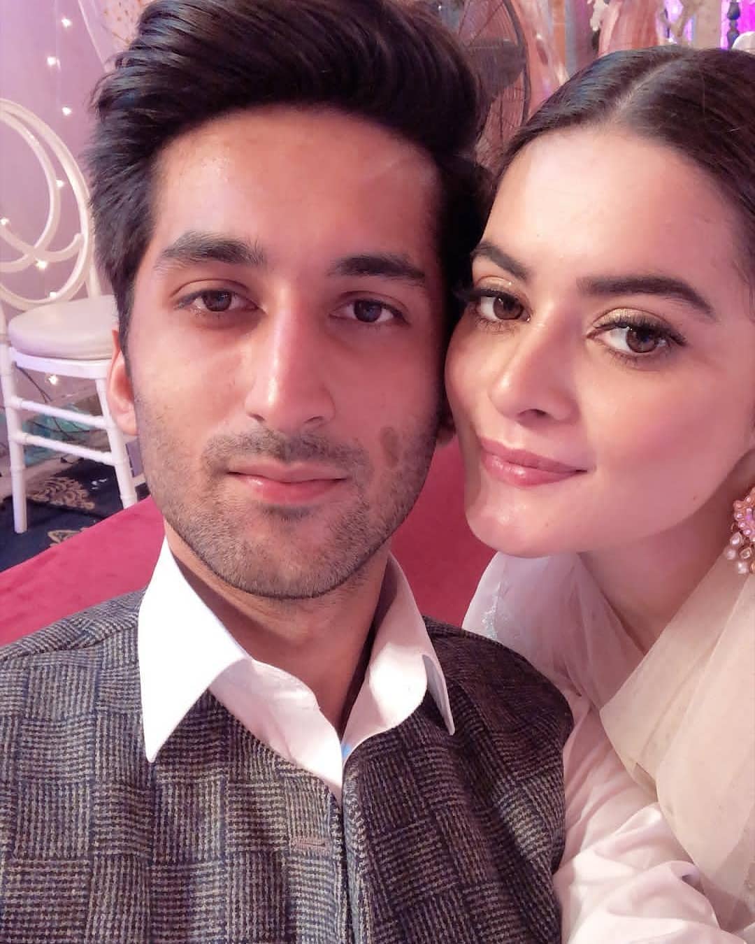 Minal With Her Fiance At Aiman's Wedding | Reviewit.pk