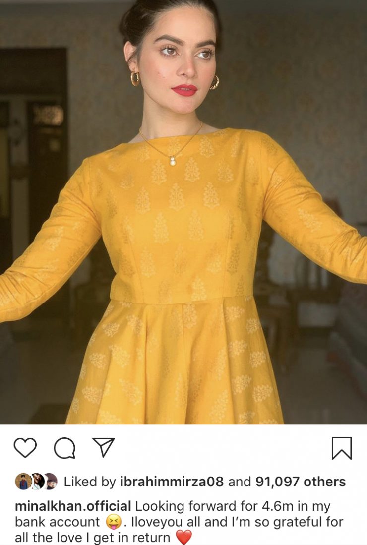 Minal Khan Thanked Her Fans For Reaching 4.3M Followers | Reviewit.pk