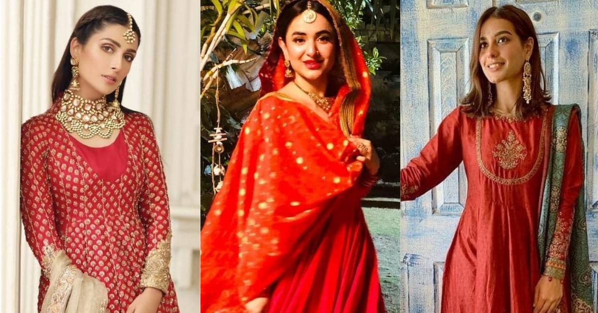Beautiful Red Dresses Worn By Top Pakistani Actresses | Reviewit.pk