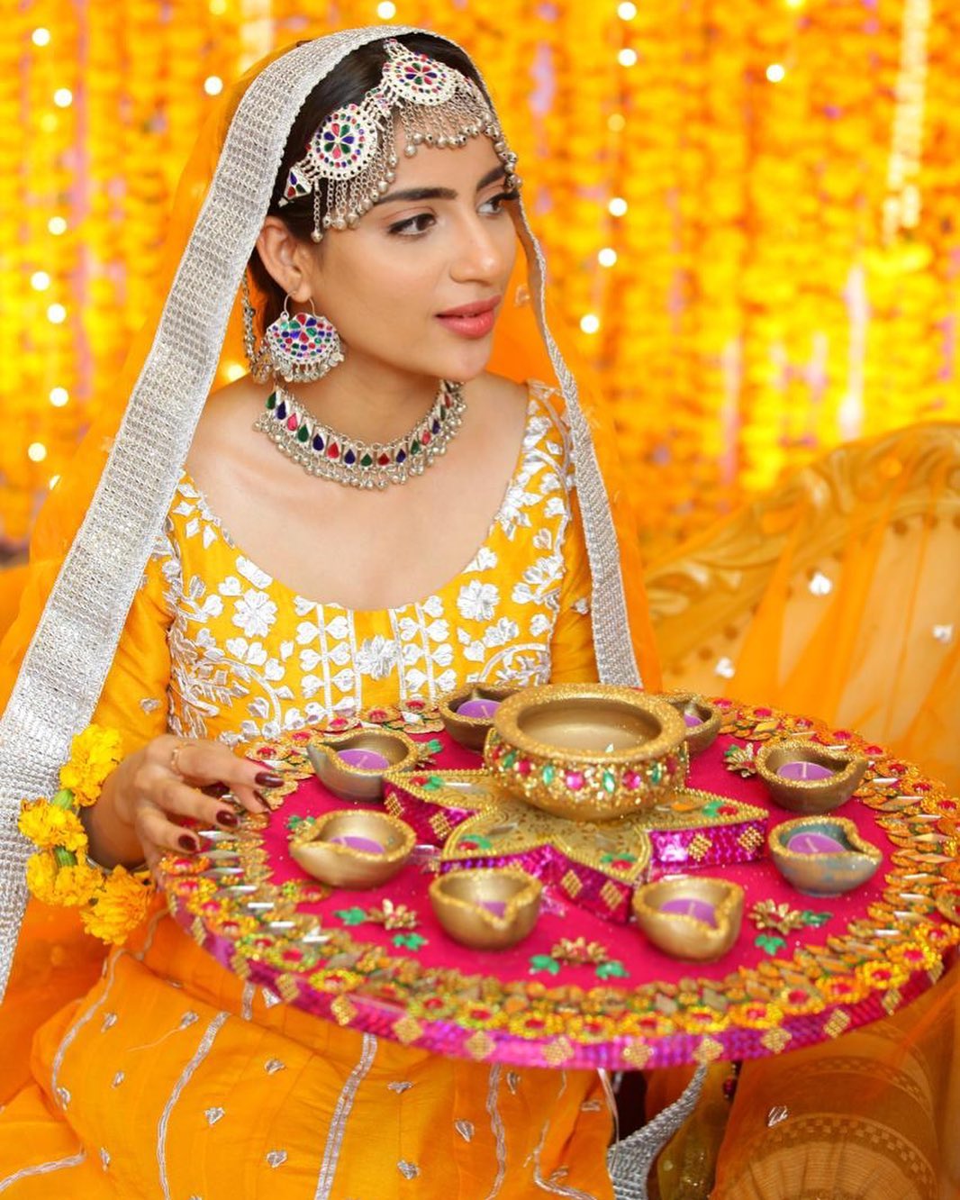 Saboor Aly In Gorgeous Mayun Dress By Sanober Azfar | Reviewit.pk