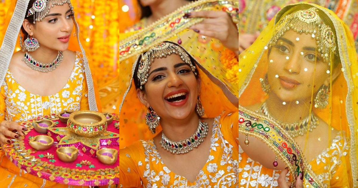Saboor Aly In Gorgeous Mayun Dress By Sanober Azfar | Reviewit.pk