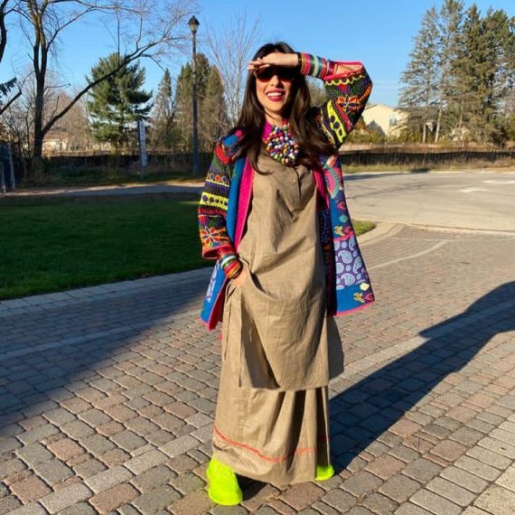 Beautiful Pictures of Meesha Shafi in Color Collage Dresses | Reviewit.pk