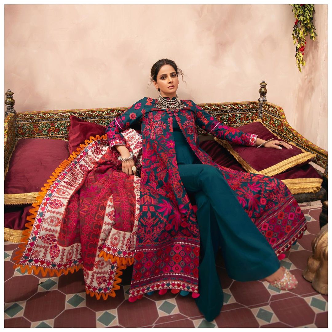 Maryam Hussain's Latest Lawn Collection Featuring Saba Qamar | Reviewit.pk
