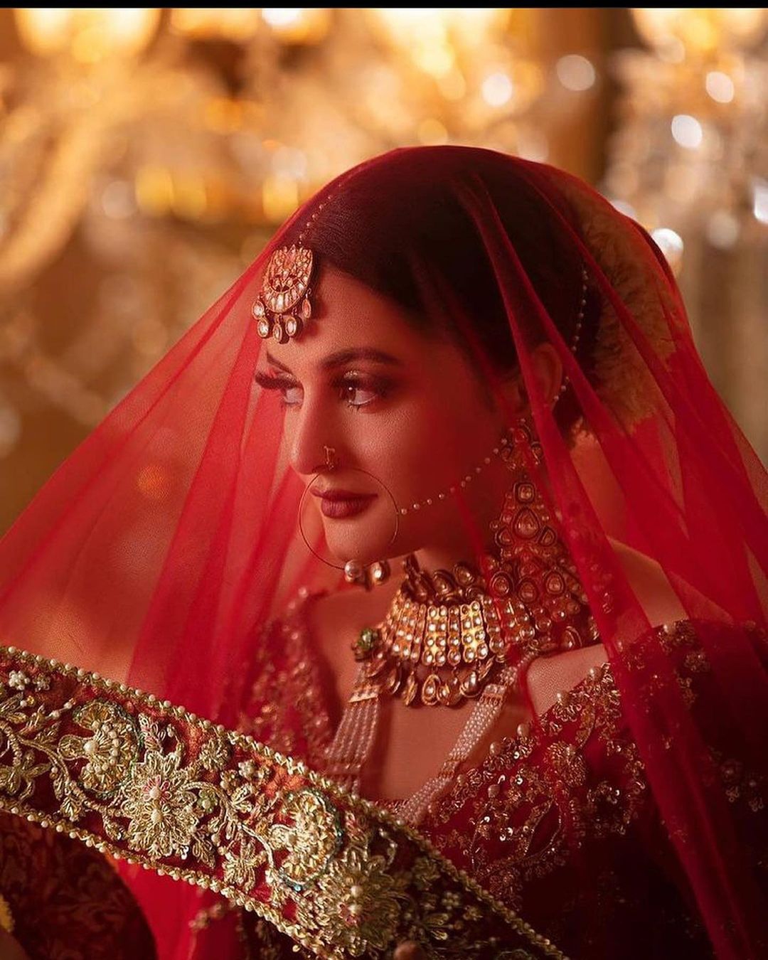 Aiman Khan Gives Traditional Vibes In Deep Red Bridal Ensemble ...