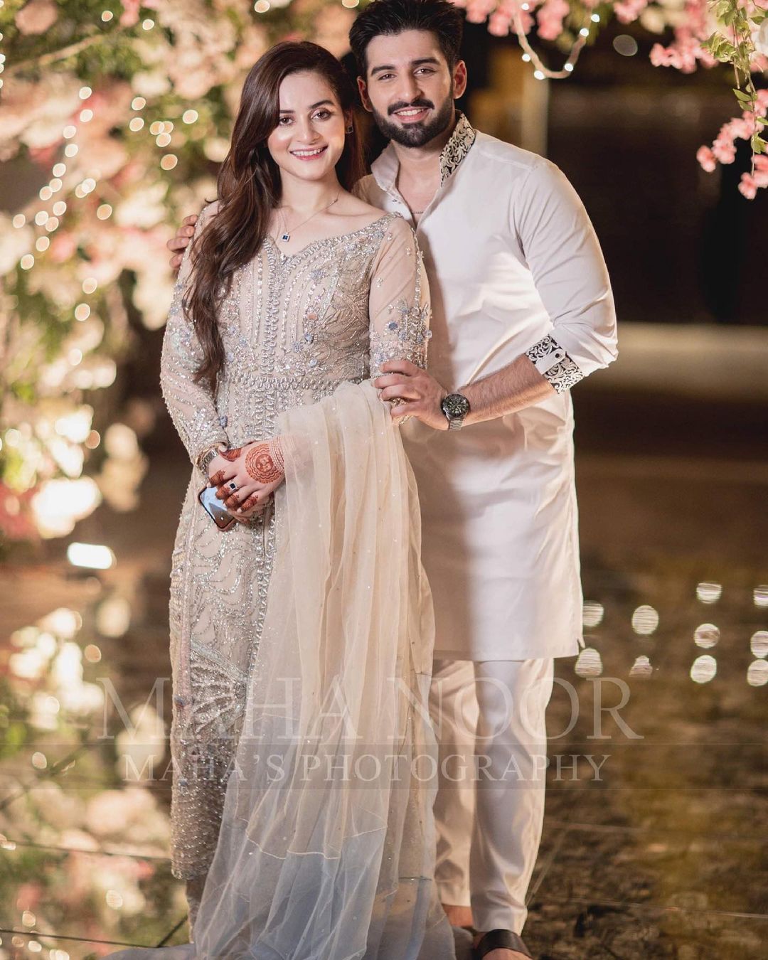 Aiman Khan And Muneeb Butt At Minal Khan's Engagement | Reviewit.pk