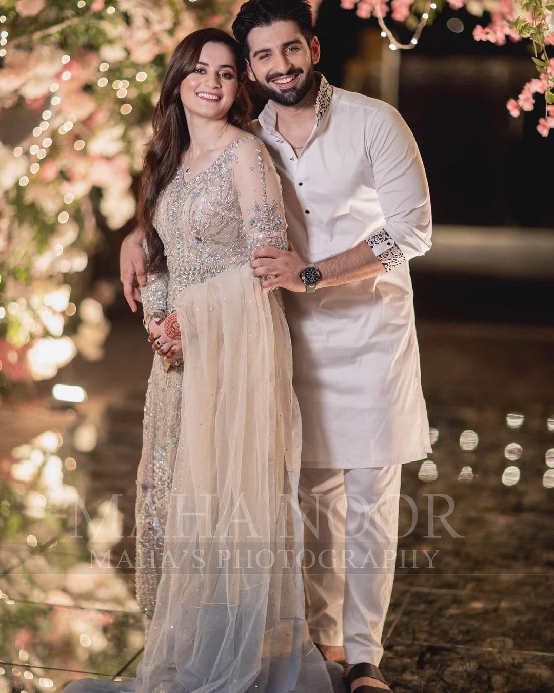 Aiman Khan And Muneeb Butt At Minal Khan's Engagement | Reviewit.pk