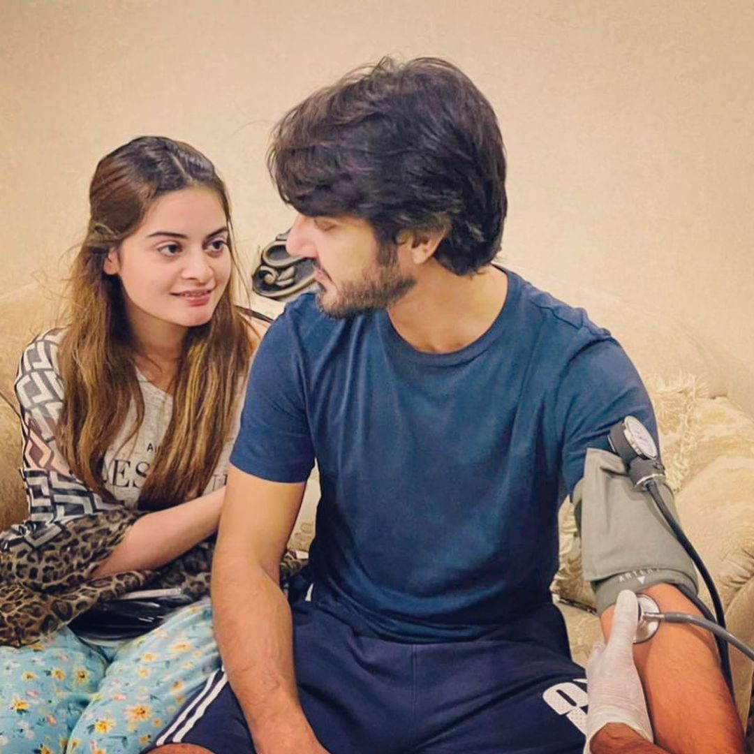 Ahsan Mohsin Ikram Gets Vaccinated Alongside Minal Khan | Reviewit.pk
