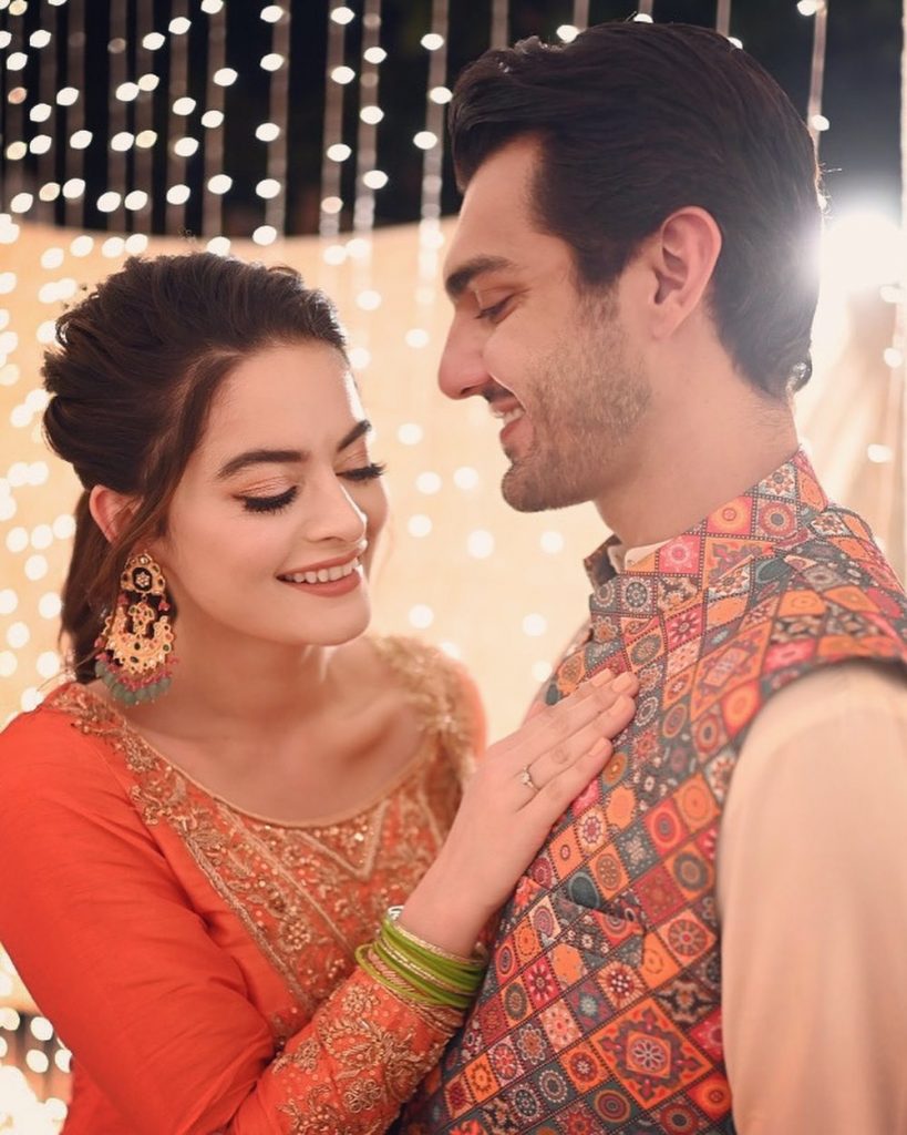 HD Video Of Minal Khan And Ahsan Mohsin Ikram's Dholki | Reviewit.pk