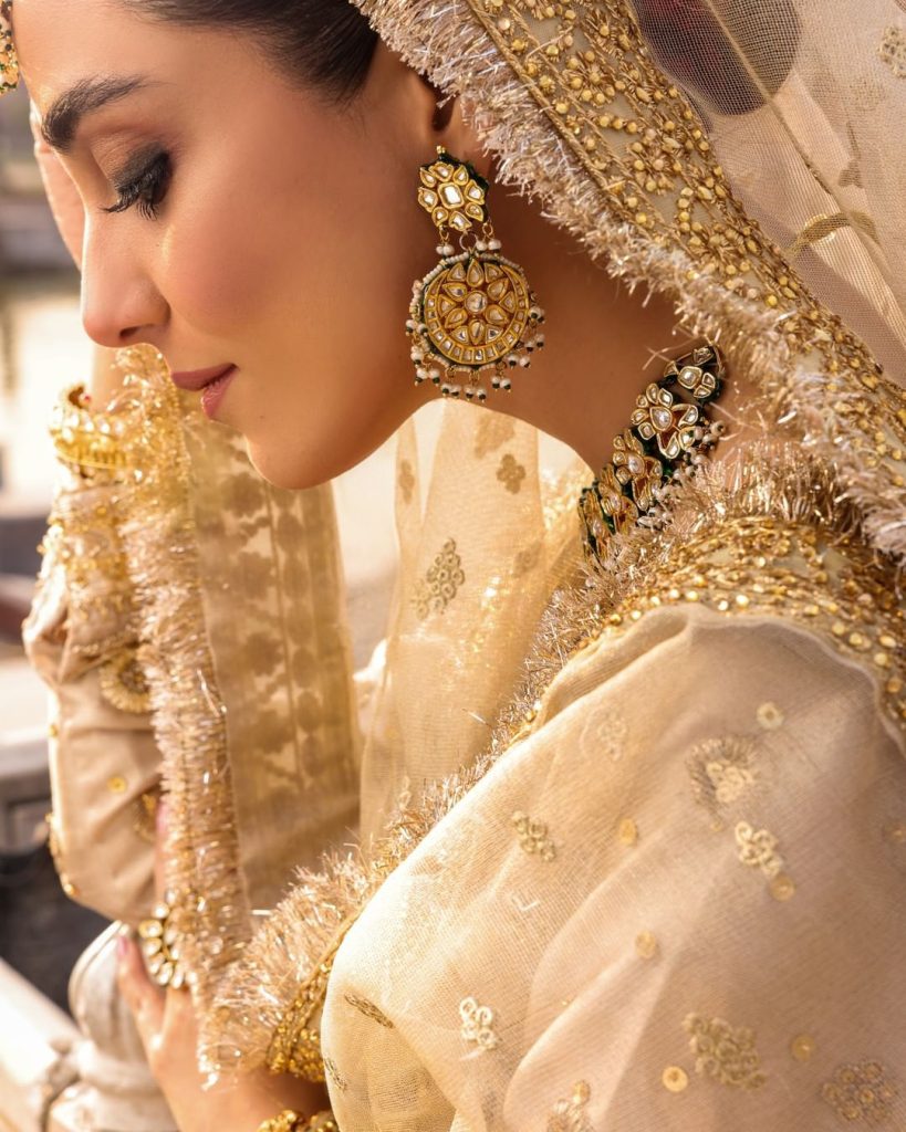 Maya Ali Dolled Up in Beautiful Gold Ensemble | Reviewit.pk