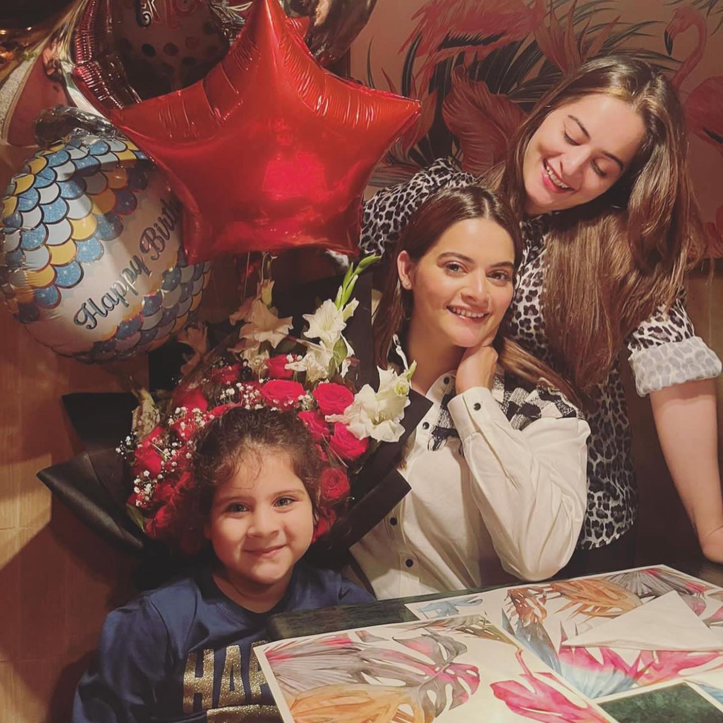 Aiman Khan And Minal Khan Celebrate Birthday With Their Family ...