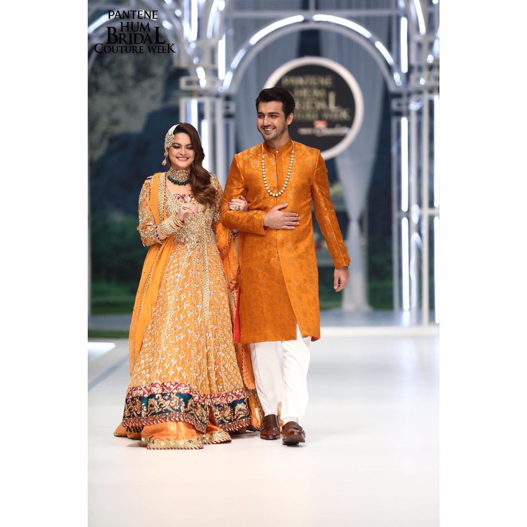 Minal Khan & Ahsan Mohsin Ikram Walked The Ramp For Haris Shakeel | Reviewit.pk