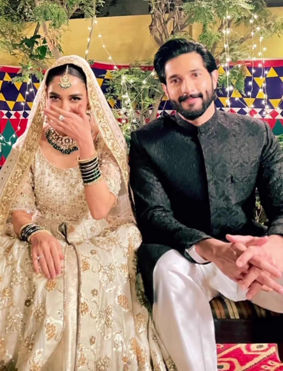 Maya Ali & Bilal Ashraf Beautiful Nikah Look From Yunhi | Reviewit.pk