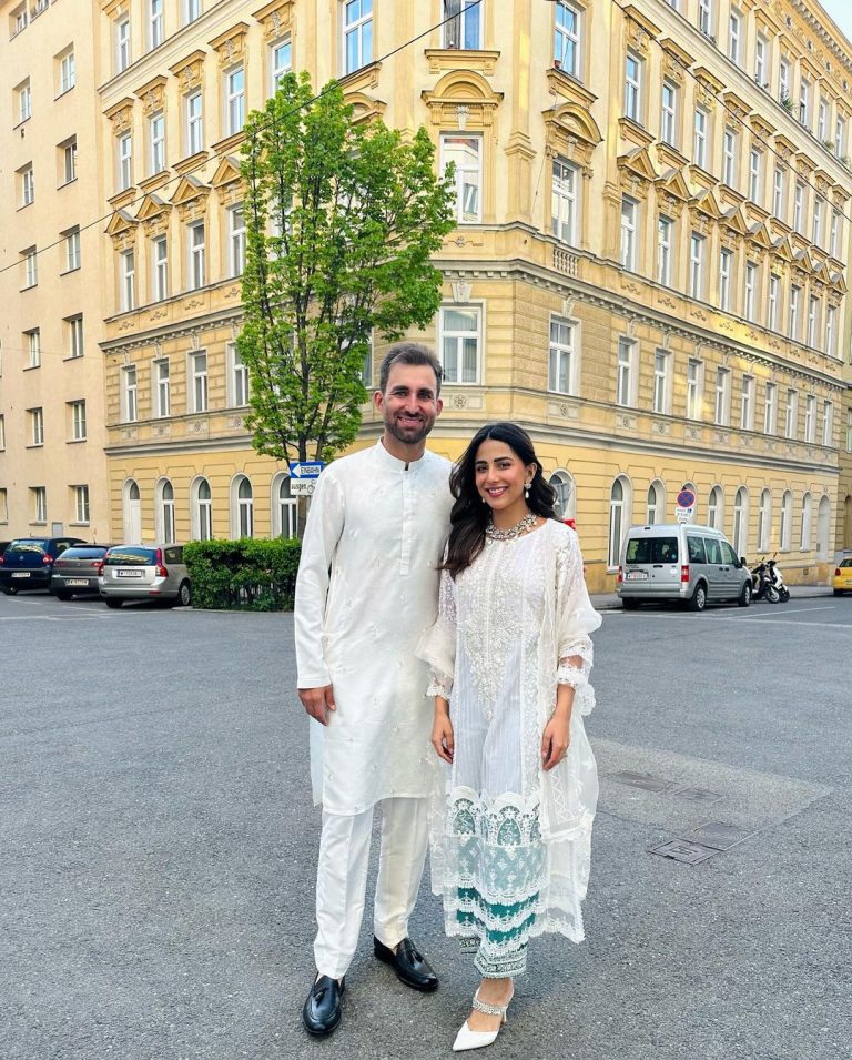 Ushna Shah Celebrates Eid in Vienna With Husband | Reviewit.pk