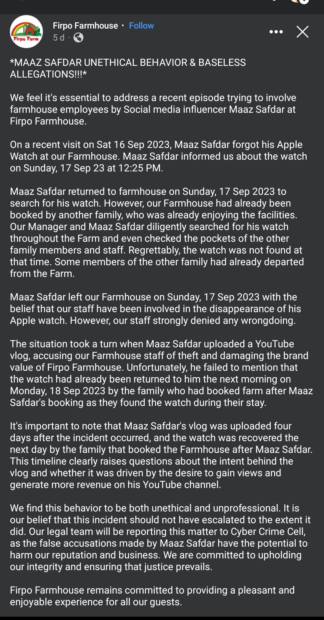 Maaz Safder Faces Criticism After Accusing Farm House Staff of Theft ...