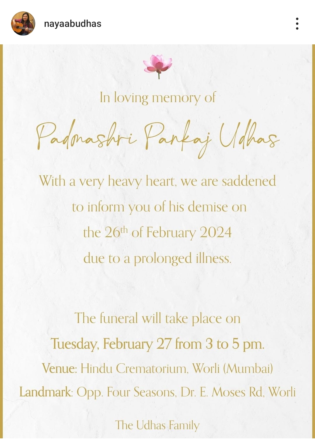 Indian Ghazal Singer Pankaj Udhas Passed Away | Reviewit.pk