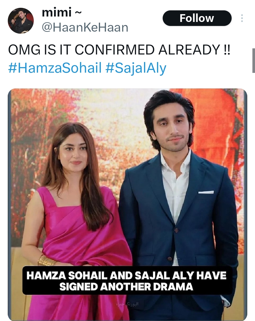 Sajal Aly & Hamza Sohail Pairing again For a Project Annoys Fans ...