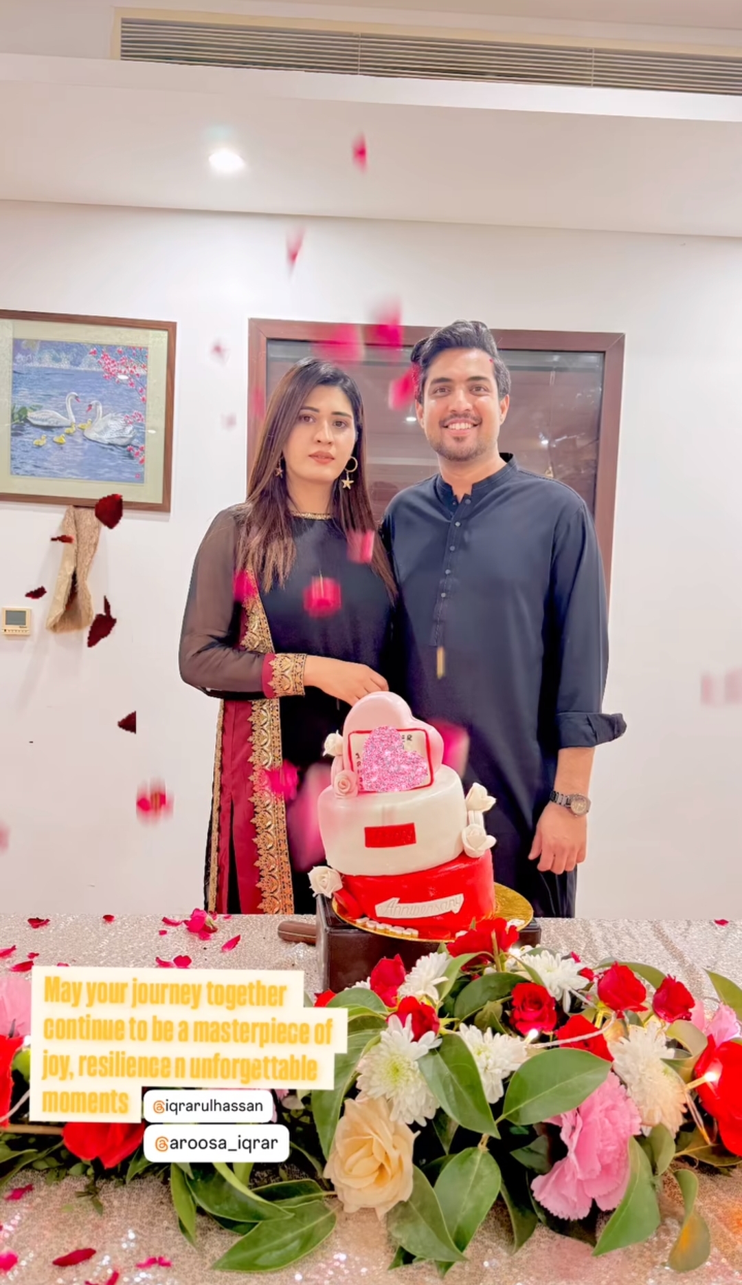 Iqrar Ul Hassan and Aroosa Khan Celebrate Wedding Anniversary | Reviewit.pk