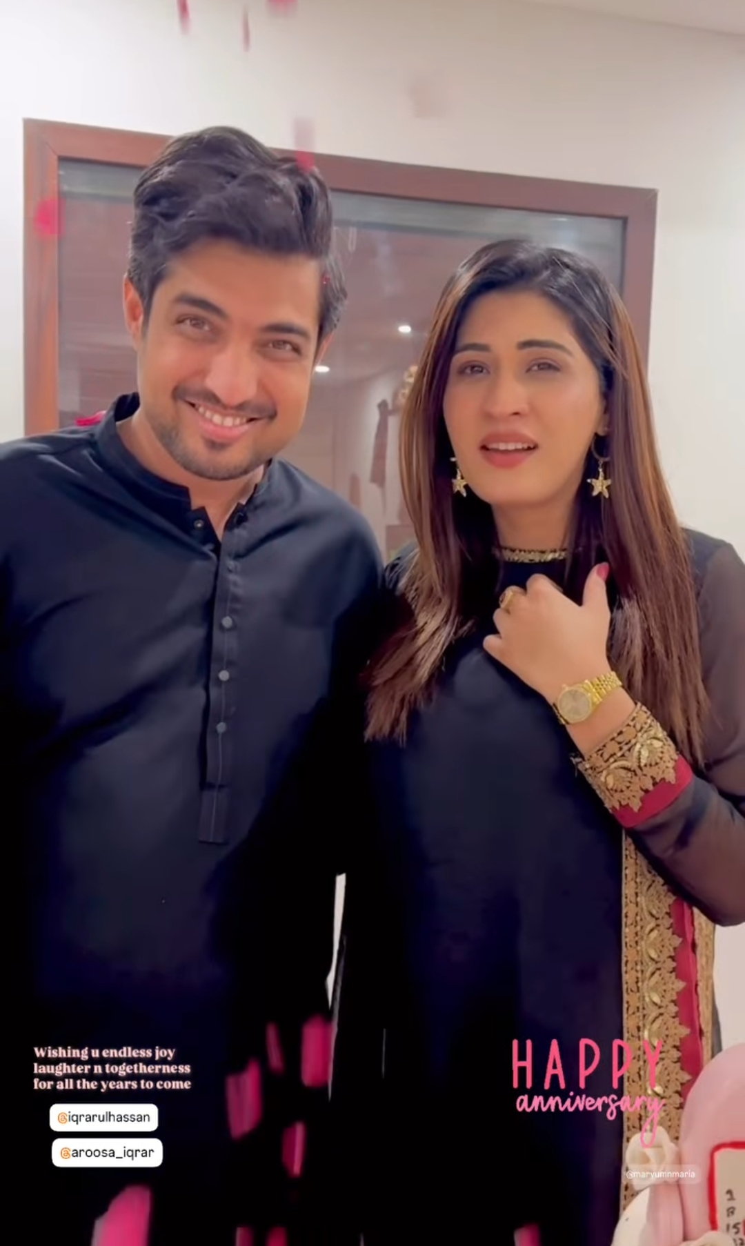 Iqrar Ul Hassan and Aroosa Khan Celebrate Wedding Anniversary | Reviewit.pk