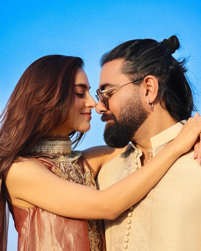 Iqra Aziz & Yasir Hussain Celebrate Wedding Anniversary In Style | Reviewit.pk
