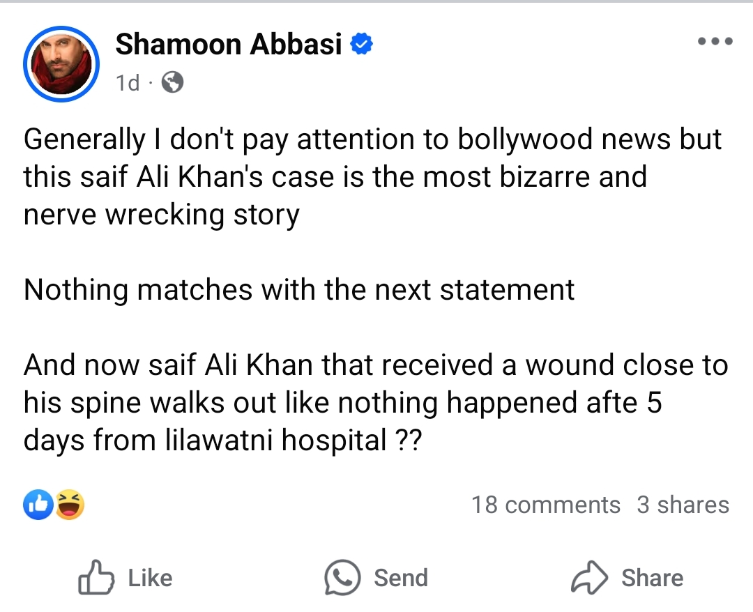 Shamoon Abbasi Thinks Saif Ali Khan's Recent Case Is Strange | Reviewit.pk