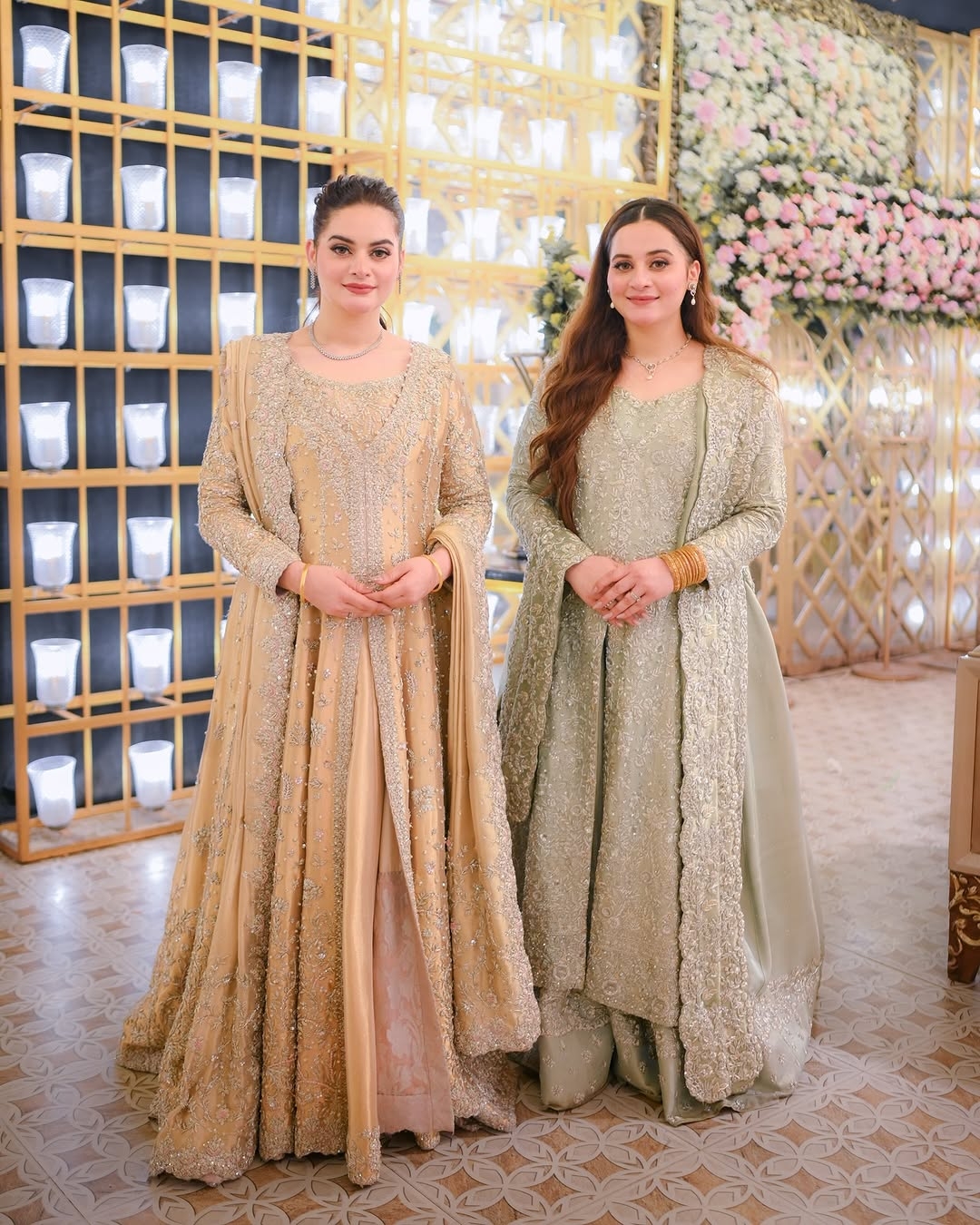Aiman Khan & Muneeb Butt Clicks with Daughters from Maaz' Walima | Reviewit.pk