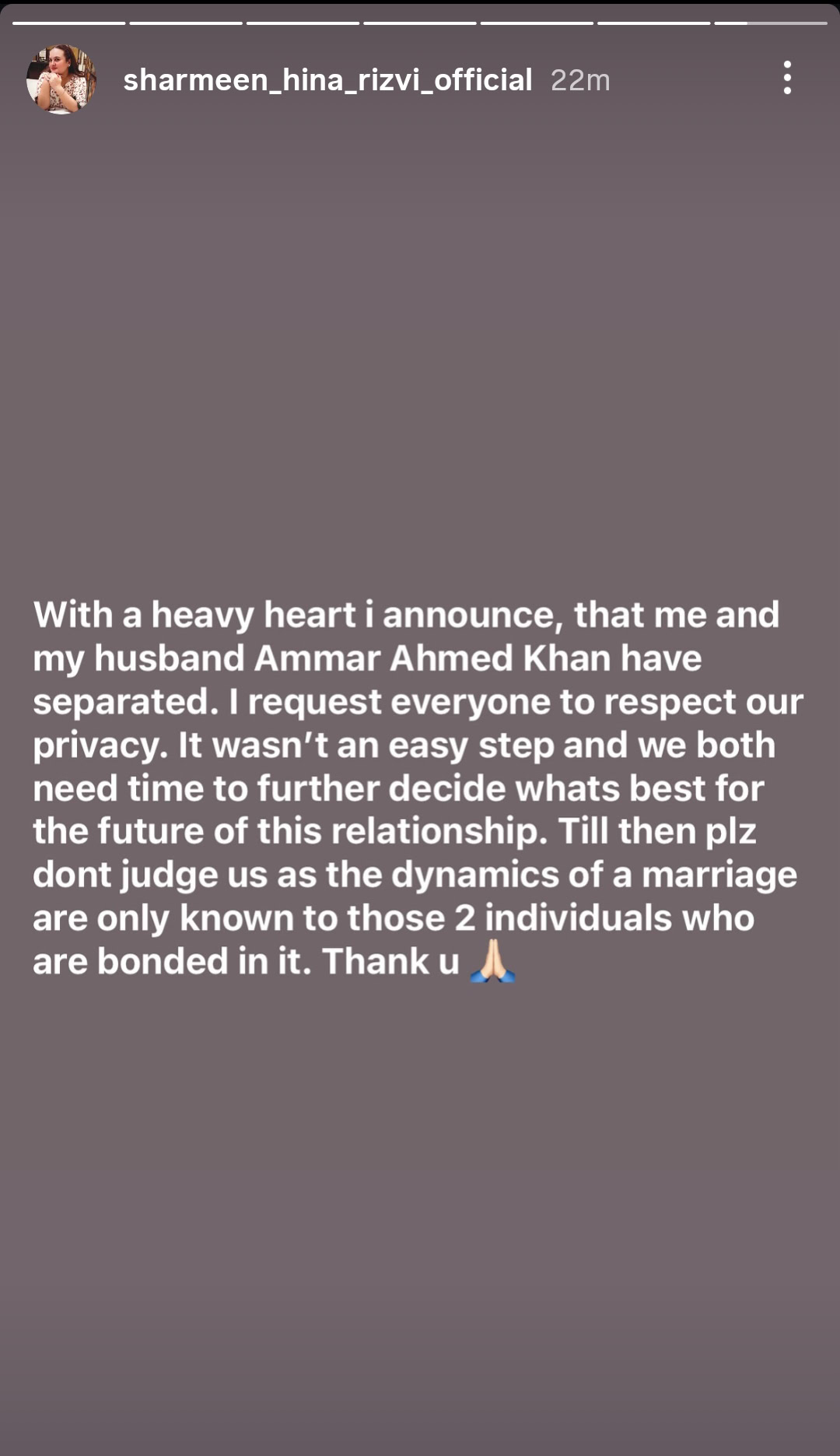 Hina Rizvi Announces Her Separation | Reviewit.pk