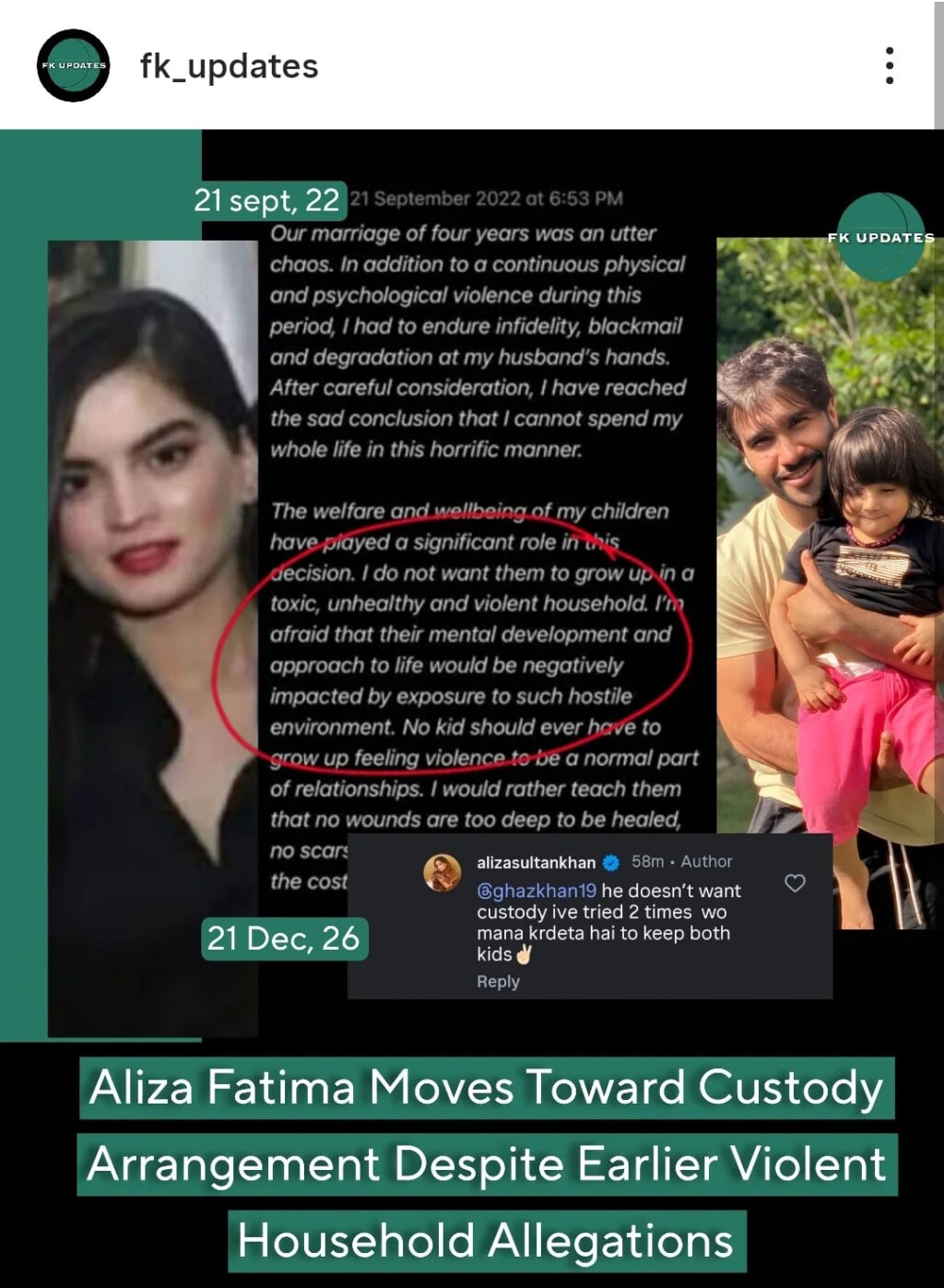 Aliza Sultan Says Feroze Khan Denied Children's Custody | Reviewit.pk